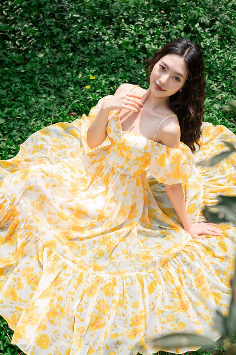 Đầm maxi cúp ngực nhún tùng - LEIKA