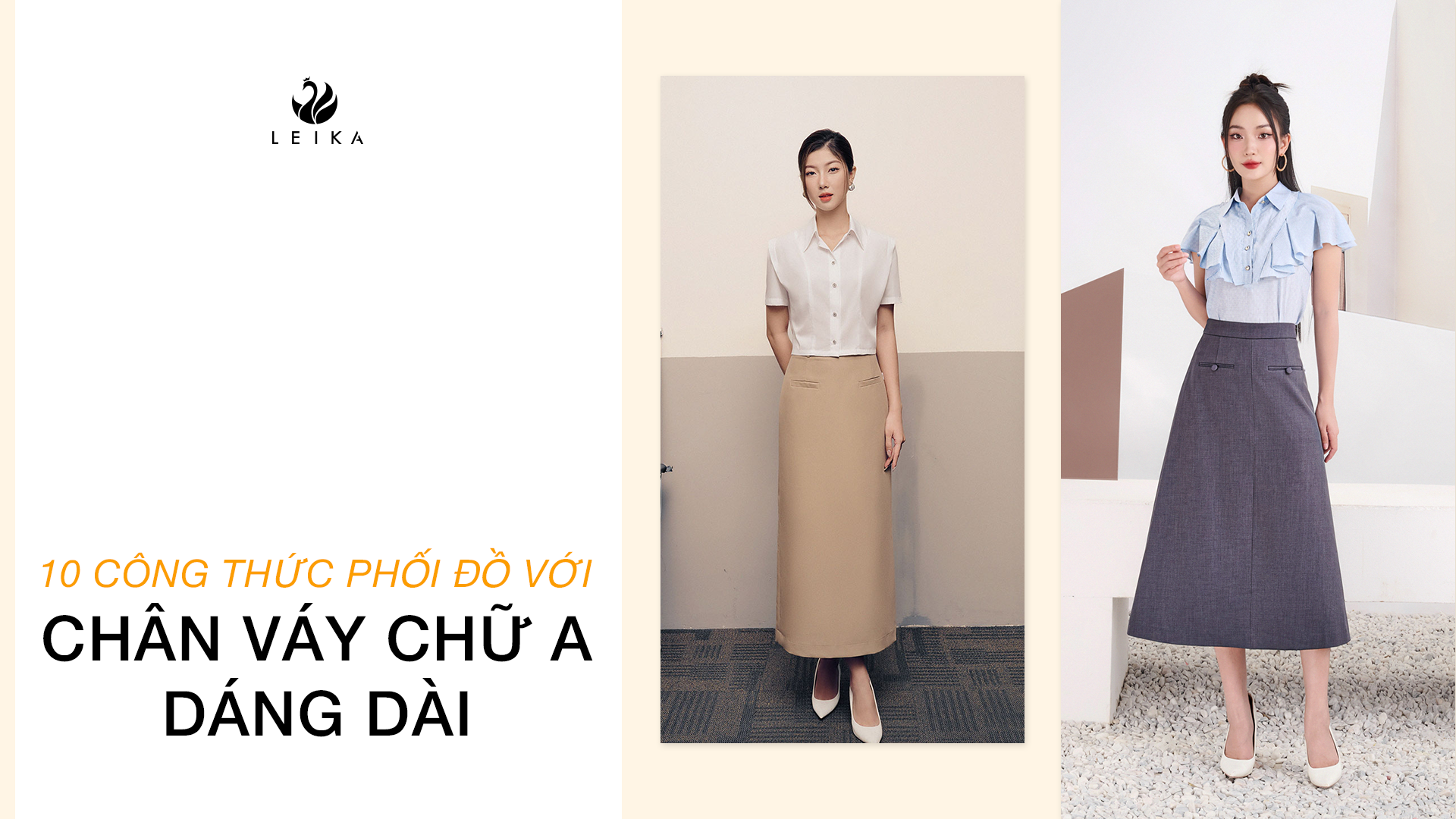 10 công thức phối đồ với chân váy chữ A dáng dài
